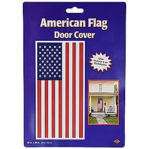 Beistle American Flag Door Cover, 30 by 5-Feet,Red/White/Blue