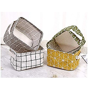 Tamicy Mini Storage Basket（Pack of 5）- Blend Storage Bins for Makeup, Book, Baby Toy,8x6x5.5 inch Home Decor Canvas Organizers Bag 8x6.3x5.1 inch