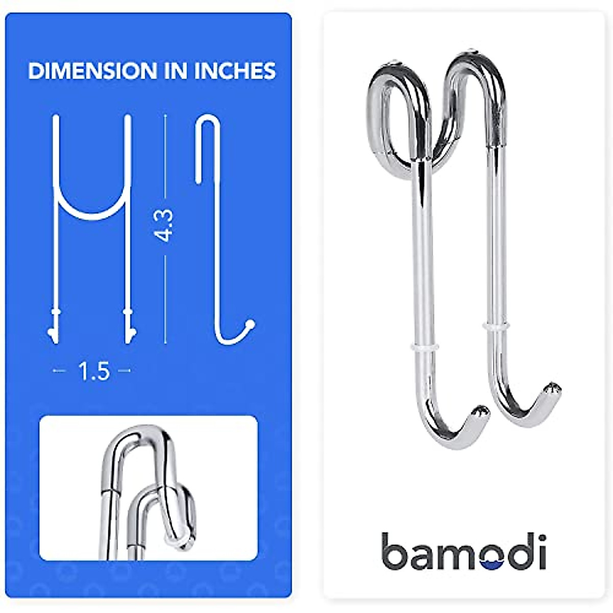 Bamodi Shower Hooks Set - Glass Door Shower Hooks 11 cm - Extremely Lightweight Bathroom Hooks Bath Shower Screen - Use as a Towel Hanger Bathroom Holder Shower Door