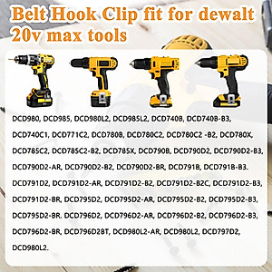 10Pcs Belt Clips For Dewalt, 304 Stainless Steel Hook Clips Drill Clips Tool Kit With Screws Belt Replacement for Dewalt N268241 Fit for 20V Power Tools DCD980 DCD980L2 DCD985L2 DCD985