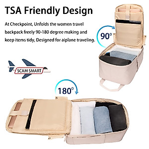 Hp hope Light Durable Smart Travel Backpack for Women Anti Theft RFID Work Backpack with USB Port & Wet Pocket TSA 15.6 Inch Laptop Backpack College School Bookbag (Beige)