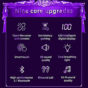 TOUMENY Bluetooth Wireless in-Ear Sports Headphones, Bluetooth 5.1 Digital Display Noise Cancellation Digital Display