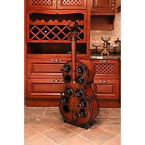 Wooden Violin Shaped Wine Rack, 10 Bottle Decorative Wine Holder