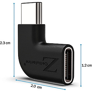 Cellularize USB C Extender Adapter 40Gbps 240W Short Dock Cable Extension Type-C 8K@60Hz PD Low Profile Male to Female Thunderbolt QC & Data Transfer for USB-C Devices (Right Angle, 4 Pack)