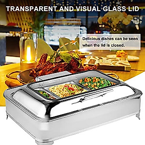 Electric Chafing Dish Buffet Set 3 Pan 9.5 Quart Food Warmer Buffet Servers and Warmers with Covers Warmer for Parties Buffets Adjustable Temperature Stainless Steel Warming Tray Bain Marie Warmer Set