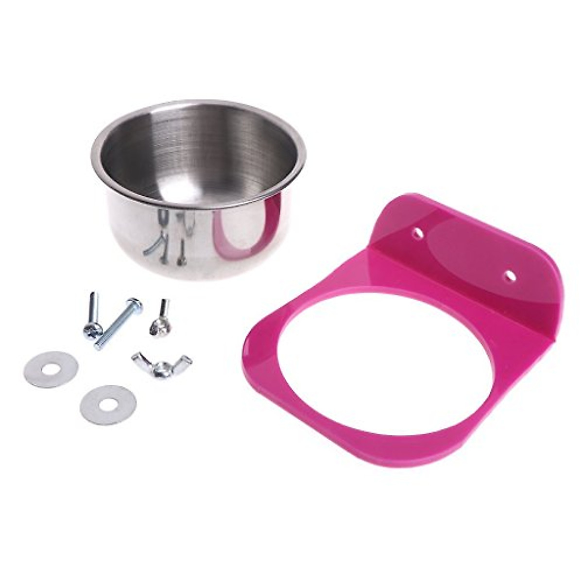 Hypeety Pet Birds Feeder Bowl Mirror Chew Toy Stainless Steel Cup Intelligence Toy for Small Parrots Macaw, African Greys, Cockatiels, Conure Cage Standing Swing Perch (Cage Cup L (3.31×2.05×1.97"))