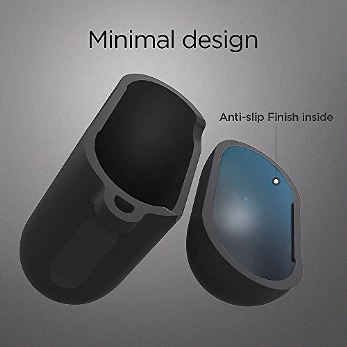 Spigen Silicone Fit Designed for Apple Airpods Case Cover for Airpods 1 & 2 [Front LED not Visible] - Black