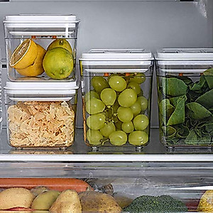 Yopay 1.8 Qt POP Container, Airtight Food Storage with Push Button, Rectangle Clear Plastic PBA Free for Coffee, Sugar, Flour, Baking Supplies, Pantry Organization