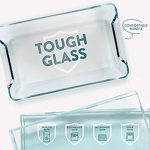 4-Piece Rectangular Glass Casserole Dish Set - Modern Design, Grip Handles, Nesting Storage