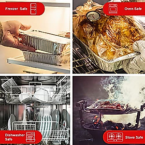 Sakuchi 9x13 Disposable Aluminum Foil Pans [50 Sets] Large Baking Pan Trays - Heavy Duty Tin Tray - Half Size Chafing Dishes. Food Containers for Roasting, Cooking, Heating or Steam Table