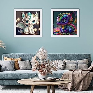 hkejoi 2 Pack Dragon Diamond Painting Kits for Adults - Dragon Diamond Art Kits for Adults, Dragon Gem Arts Kits for Gift Home Wall Decor(14x14inch)