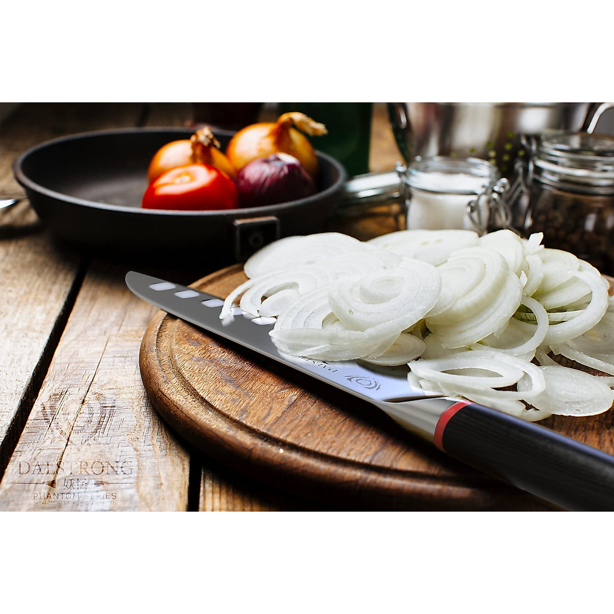 Dalstrong Santoku Knife - 7 inch - Phantom Series - Japanese High-Carbon AUS8 Steel - Pakkawood Handle - Razor Sharp Kitchen Knife - Asian Vegetable Knife - Sheath Included