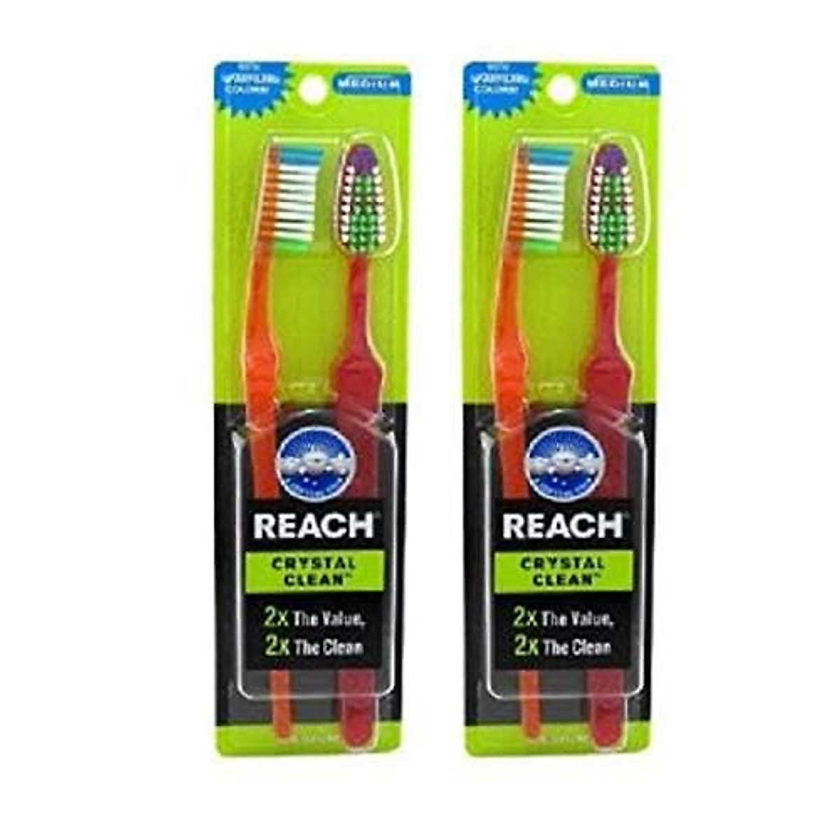 Reach Crystal Clean Value Count Toothbrush, Medium, 2-Count (1 Pack)