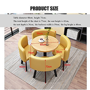 KUKIXO Round Dining Table Table and Chair Combination, 60cm Simple Style Office Reception Desk and Chair Set, Round Table Coffee Shop Leisure Table, with 4 Chairs Leisure Table (Color : Brown)