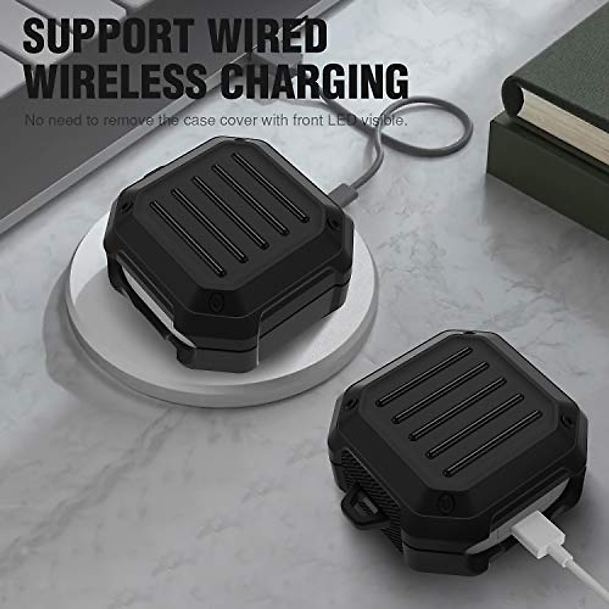 Valkit Compatible Samsung Galaxy Buds 2 Pro/Buds 2/Buds Pro/Buds Live Case for Men with Keychain, Full Body Rugged Shockproof Earbuds Protective Skin Case for Galaxy Buds 2/Pro/Live