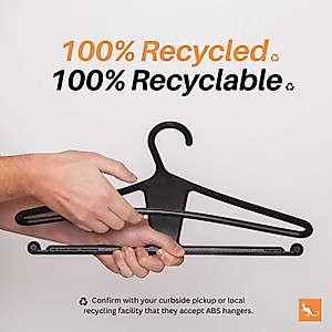 Kangaroo™ 100% Recycled High-Strength Clothing Hanger, Pants, Shirt, Jacket Hanger - Patented, Heavy Duty, Recycled, Suit Hanger, Coat Hanger, Non-Slip, Hangeroo™ (Charcoal 10-Pack)