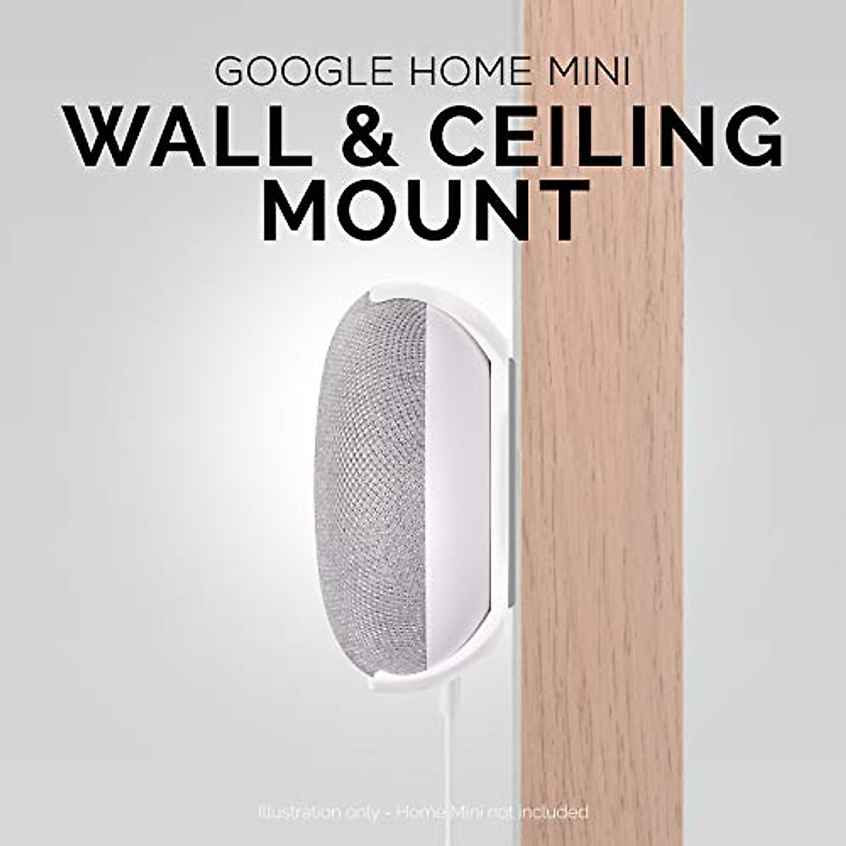 Screwless Wall & Ceiling Mount for Google Home Mini, Stick On Holder - Easy Install, No Tools, by Brainwavz (GMN01) (White)