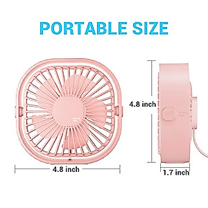 Small USB Desk Fan, 4 Inch Quiet Mini Table Fan, 3 Speeds Portable Desktop Fan, 360°Rotatable Little Personal Fan, Small Cooling Fan with USB Cable, Mini Fan for Home Office Bedroom Summer Gift