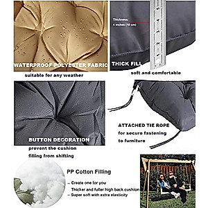 ZUINUDNG Outdoor Swing Bench Cushions,2 or 3 Seater Waterproof Swing Cushion with Backrest Ties,Bench Replacement Washable Seat