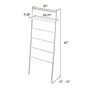 YAMAZAKI home Tower Leaning Ladder With Shelf White