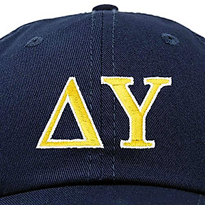 DALIX Delta Upsilon Fraternity Greek Letters Ball Cap Embroidered Hat in Navy Blue