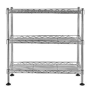 3 Tier Storage Shelf Wire Shelving Unit Steel Shelving Adjustable Metal Storage Rack Metal Shelving Unit Shelves for Pantry, Garage, Basement, Living Room, Kitchen, 17.7''L x 7.87''W x 17.72''H