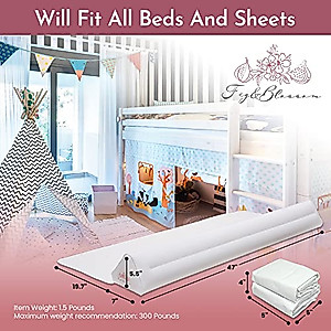 [2-Pack] Inflatable Bed Rail with Pump for Toddlers, Kids, Adults, Elderly - Travel Bed Bumpers for Toddlers and Kids - Blow-up Bed Bumper with Safety Flap - King, Queen, Full, Twin Bed Safety Guard