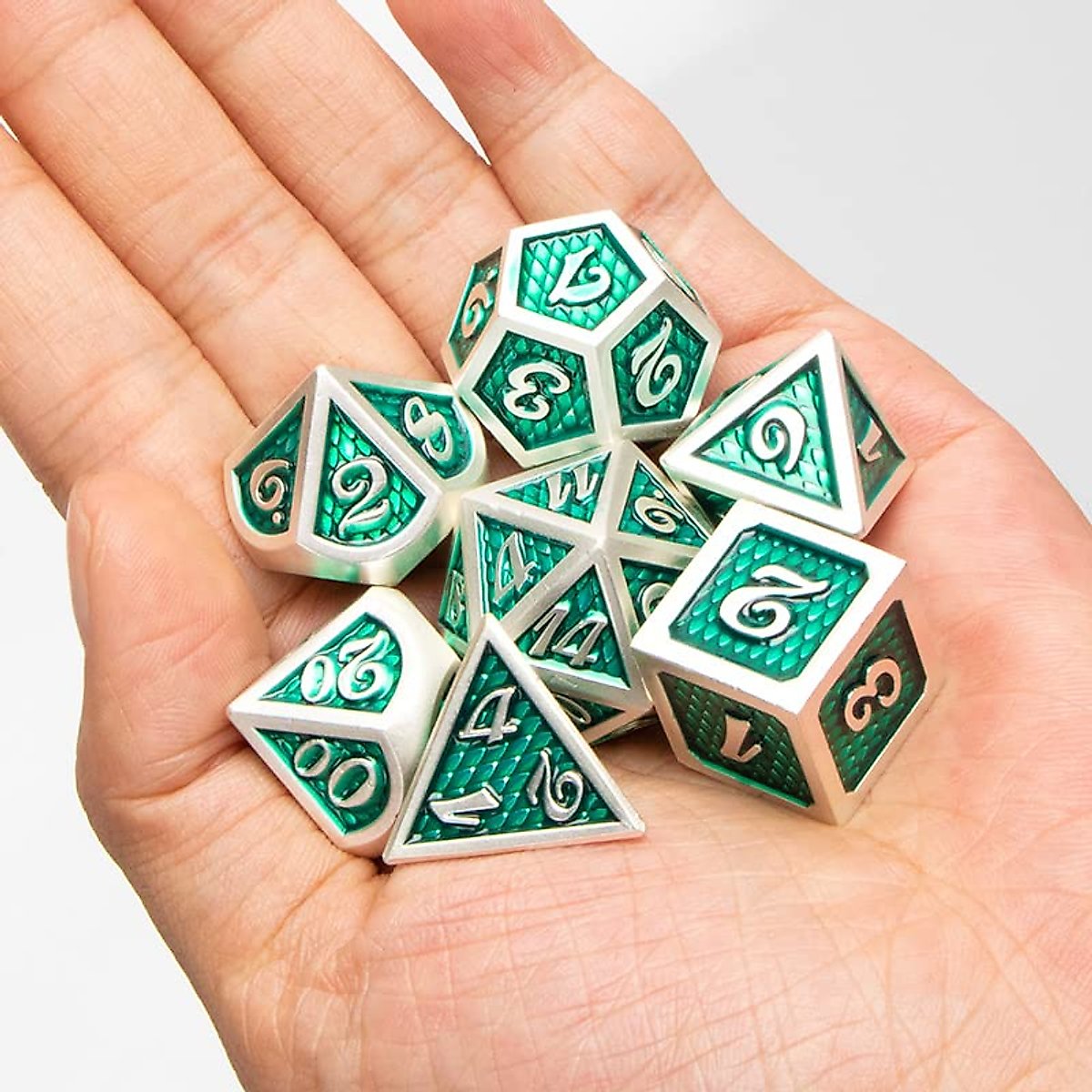 Metal DND Dice Set with Gift Box, RUNFNG 7 Pcs Polyhedral Dice Set for Dungeons and Dragons Dice, Blue Role Playing Dice, D and D D+D RPG Dice Set, D&D Dice Set D20 D12 D10 D8 D6 D4
