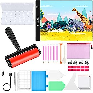 Diamond Painting Accessories and Tools Kits, with A4 LED Light Pad for Diamond Painting, Soucolor Light Board Box Kit Paint Diamonds Set, 5D Diamond Art Dots Supplies Painting for Beginners Adult (A4)