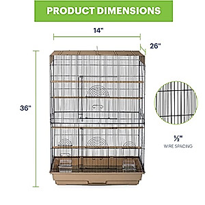 Prevue Pet Products Flight Cage for Multiple Small Birds, Steel Metal and Plastic Cage Home Crate Enclosure for Birds, Standing Birdcage, Brown/Black