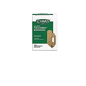 Curad Flex-Fabric Adhesive Bandages, Assorted Sizes, 30 Count