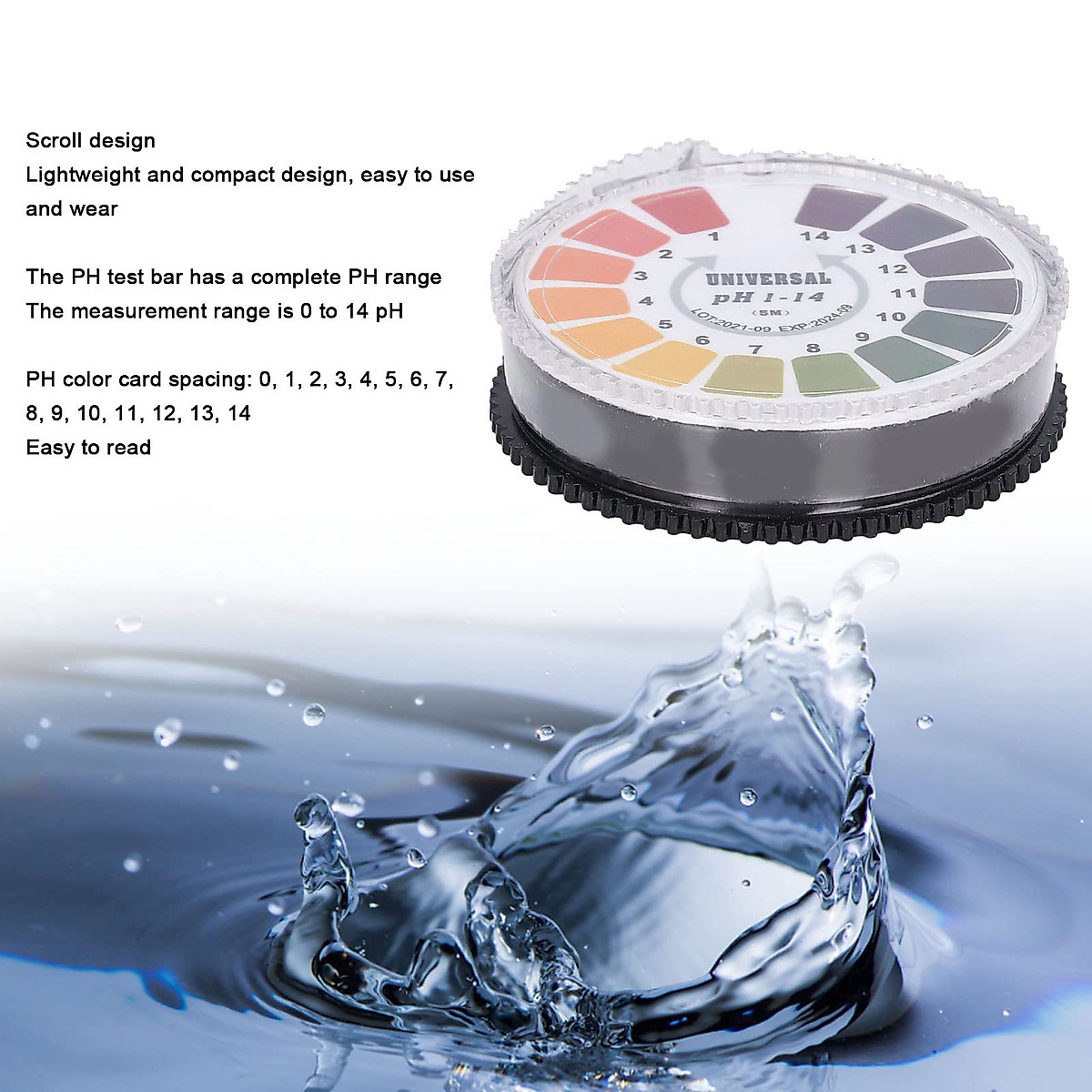 Zerodis Test Paper Strip Roll, Indicator Meter Test Strip Roll with Color Chart for Water Urine Saliva Soil