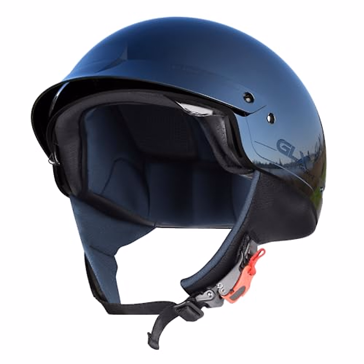 GLX M14 Open Face Motorcycle Helmet - Black, Large - DOT Approved