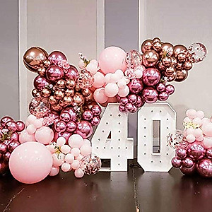 100pcs Metallic Rose Gold Latex Balloons Various Sizes Chrome Balloon 18/12/10/5 inch Helium Balloon Perfect for Birthday Valentines Baby Shower Bridal Shower Wedding Anniversary Balloons (Rose Gold)