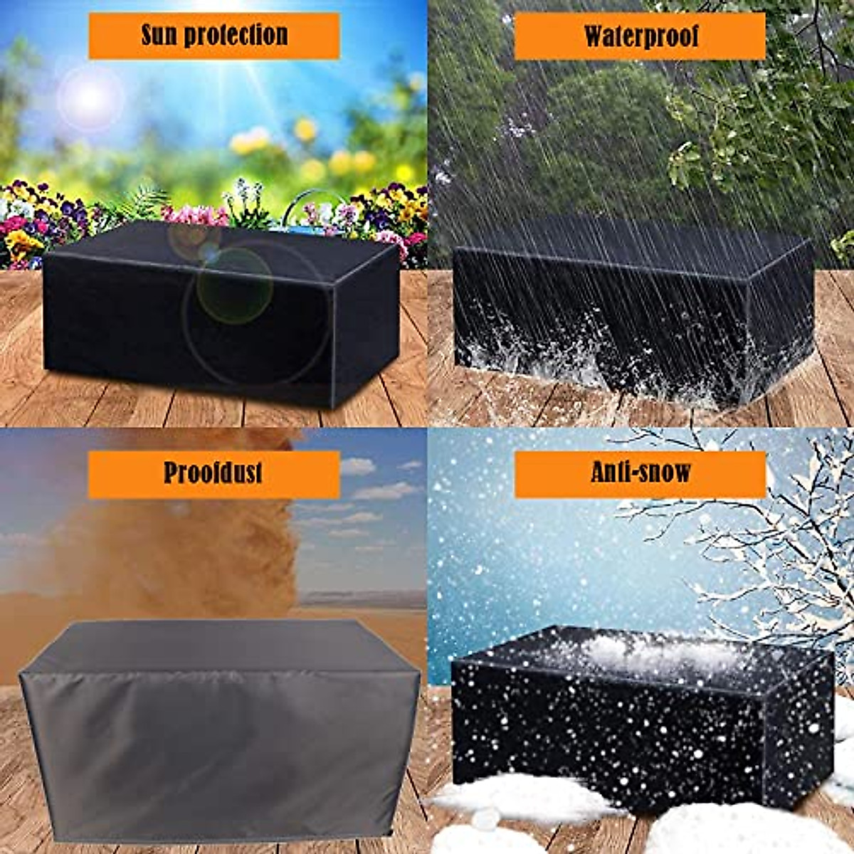 XYXH Outdoor Furniture Covers Waterproof 24" L x 20" W x 30" H, Rectangular Patio Table Cover, Garden Furniture Cover, 420D Heavy Duty Oxford Fabric Wind-Proof Anti-Snow Sun Protection