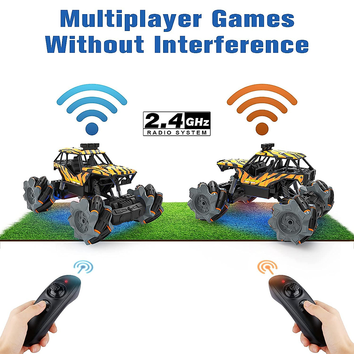 Growsly Remote Control Car Rc Cars, High Speed Monster Trucks for Boys, 1:18 Scale 4WD Toy Trucks, 2.4Ghz All Terrain Off Road Rc Rock Crawler with 2 Rechargeable Batteries and Led Lights