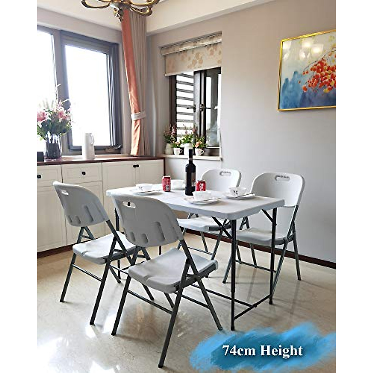 deaciber 4ft Folding Table with 3 Adjustable Heights Heavy Duty Indoor Outdoor for Garden Party Patio BBQ Dining Picnic Camping