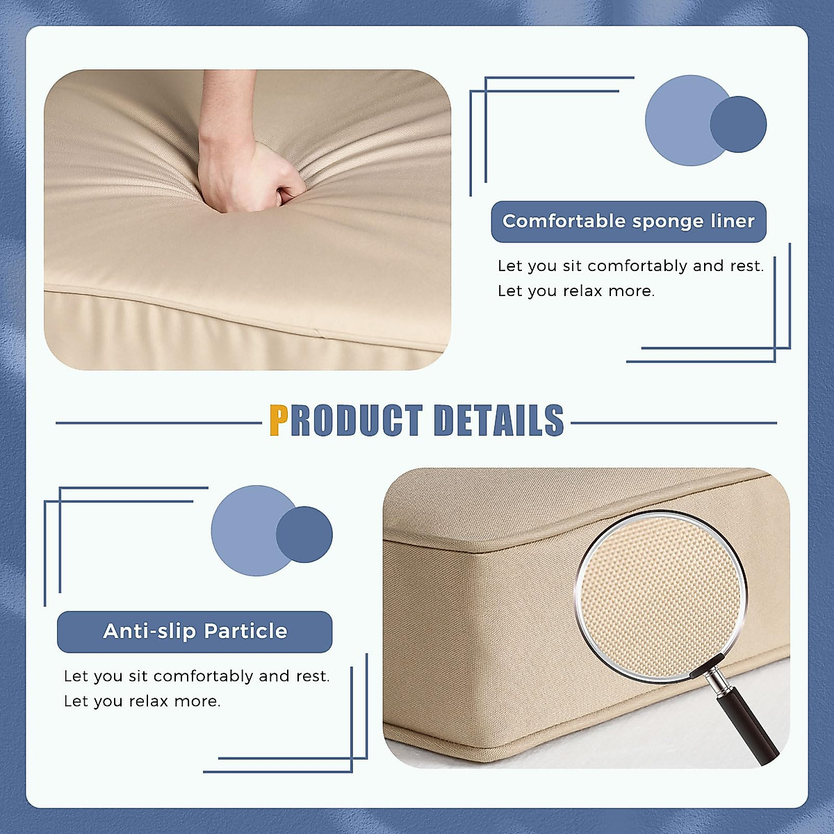 Incbruce 14 Piece Outdoor Patio Cushion Replacement, Patio Couch Cushions (6 Seat Cushion, 6 Back Cushion and 2 Corner Cushion) with Zipper for Outdoor Furniture (Brown)