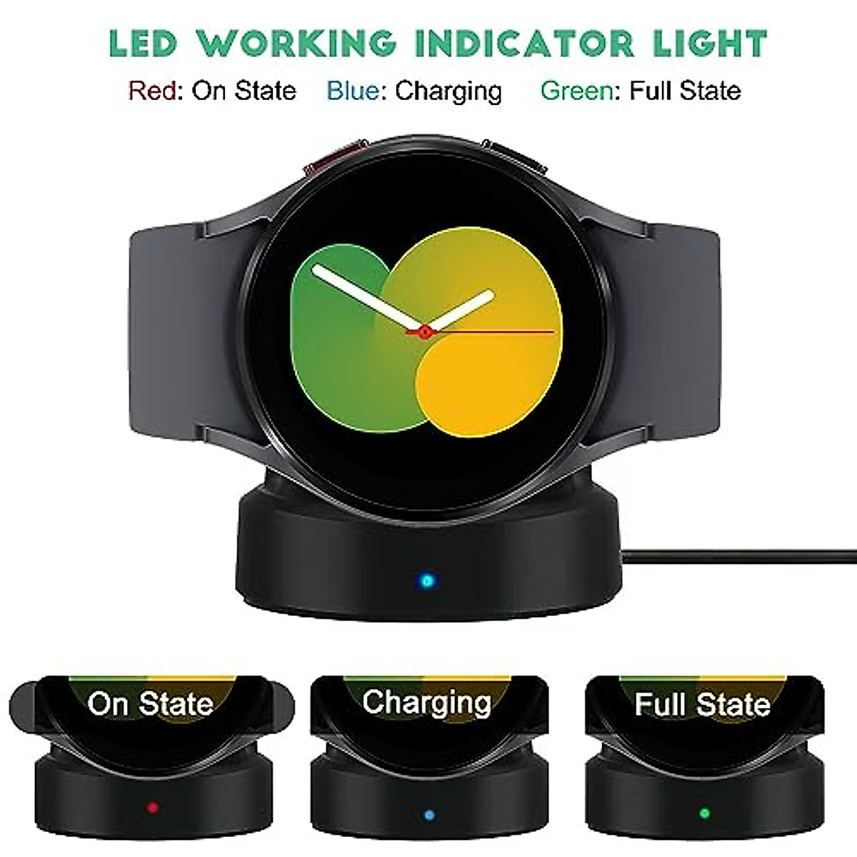 Charger Dock for Samsung Glaxy Watch 7/Ultra/6/6 Classic/5 Pro/5/4/4 Classic/3, Active 2/1, Ukiism Fast Charging Stand Magnetic Dock Charging Station for Samsung Galaxy Watch 7/ Ultra