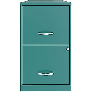 Hirsh Industries Space Solutions 18in 2 Drawer Metal File Cabinet Teal, Letter Size, Fully Assembled