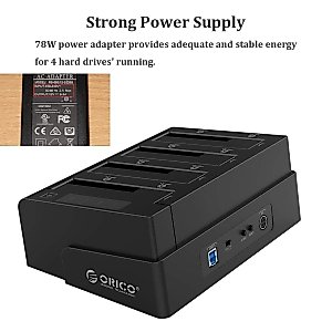 ORICO 4 Bay External Hard Drive Docking Station USB 3.2 Gen 1 to SATA I/II/III for 2.5''/3.5'' HDD SSD with Hard Drive Duplicator/Cloner Function Support UASP [4 x 20TB]-6648US3