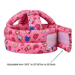 Baby Safety Helmet, Infant Baby Head Protector with 3 Pairs Baby Knee Pads for Crawling & 3 Pairs Baby Socks, Head Cushion Bumper Bonnet, Soft Headguard for Toddler Learning to Walk, Pink Candy