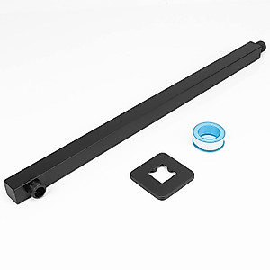 HarJue Shower Arm, Rain Shower Head Extension Extender, With Flange and Teflon Tape, Made of Thicken Stainless Steel for Bathroom Rainfall Showerhead (20 Inch, Matte Black)