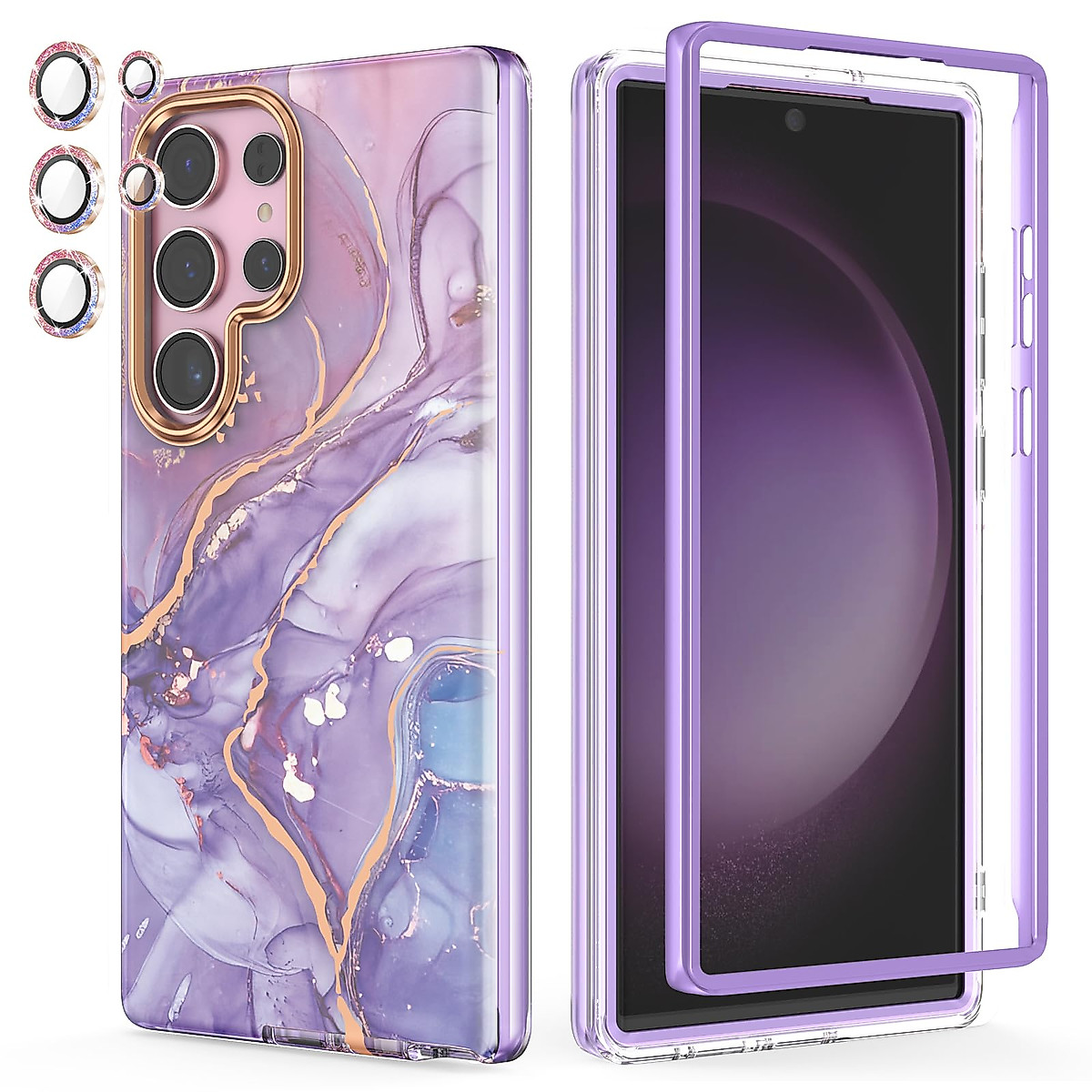 Chvelop Compatible with Samsung Galaxy S23 Ultra 5G Case 6.8'', Slim Stylish Protective Case, 360° Protection, [No Built-in Screen Protector] [Camera Lens Cover]-River/Purple