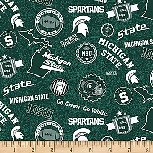 NCAA Michigan State Spartans Home State Green/White/Gray, Fabric by the Yard