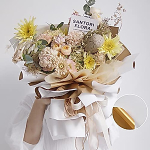 40 Sheets Double Sided Rose Wrapping Paper, 23"x23" Waterproof Gift Bouquets Packaging Papers, White Gold & Black Gold Floral Wrapping Paper Set Thick Florist Bouquet Wraps Supplies for Festival Party