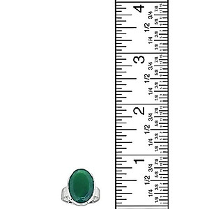 YoTreasure 13x18 MM Green Onyx Solitaire 925 Sterling Silver Hammered Ring