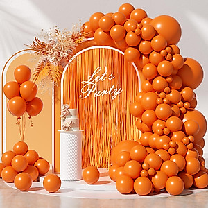 FOTIOMRG 130pcs Orange Balloon Garland Arch Kit, 18 12 10 5 inch Orange Latex Balloons Different Sizes Pack for Birthday Wedding Fall Baby Shower Thanksgiving Christmas Halloween Party Decorations