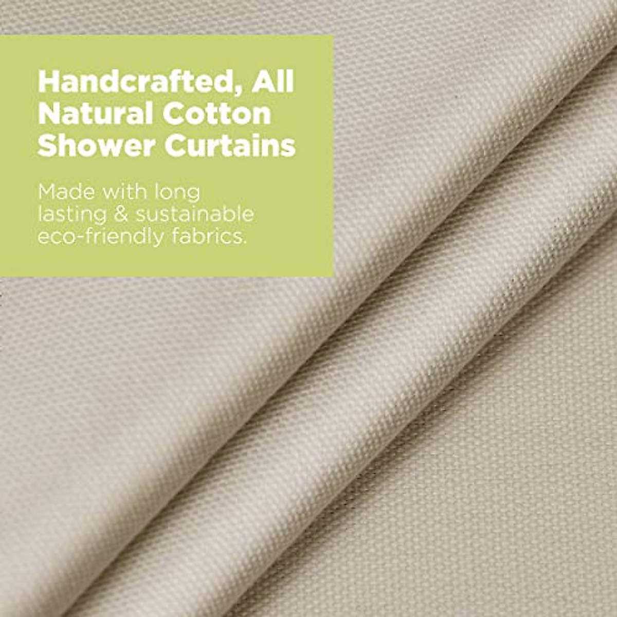 Bean Products Cotton Shower Curtain (Natural), [70" x 74"] | All Natural Materials - Made in USA | Works with Tub, Bath and Stall Showers
