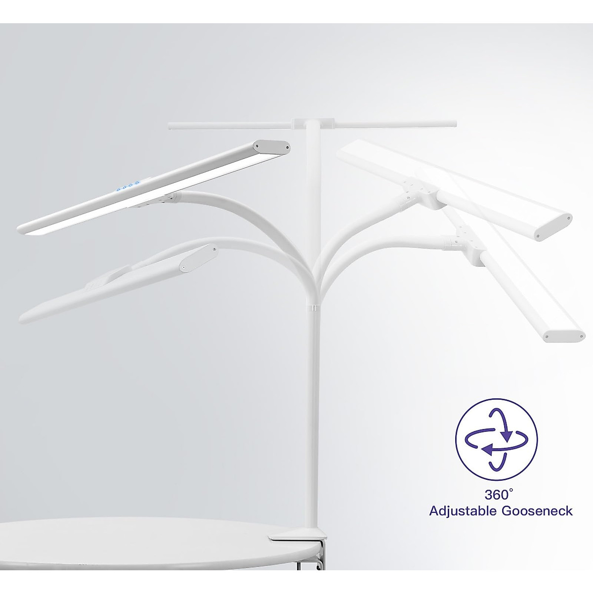 24W Gooseneck Clamp Light for Home Office, 4 Color Modes Dimmable Table Lamp and Stepless Dimming, Modern Architect Desk Lamp for Studio Reading Home Study (Color : White)
